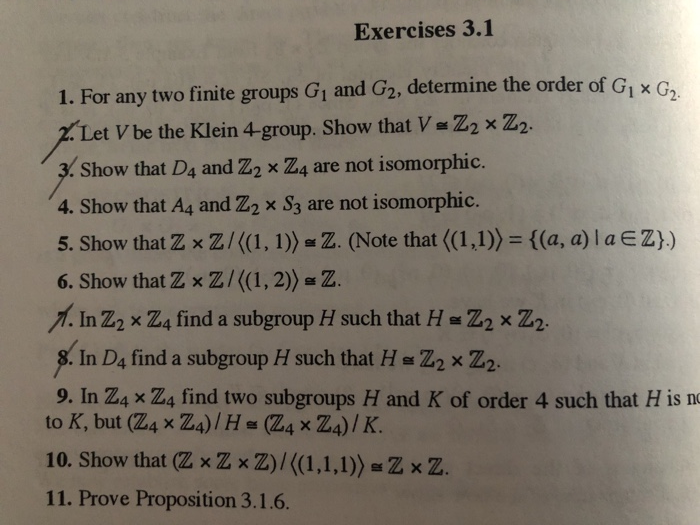 Solved Exercises 3.1 1. For any two finite groups Gi and G2, | Chegg.com