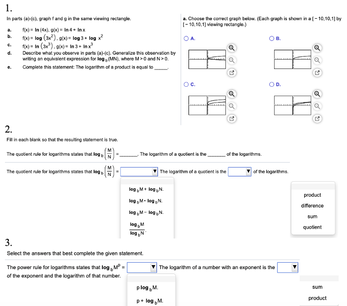 Solved 1. In parts (a)-(c), graph fand g in the same viewing | Chegg.com