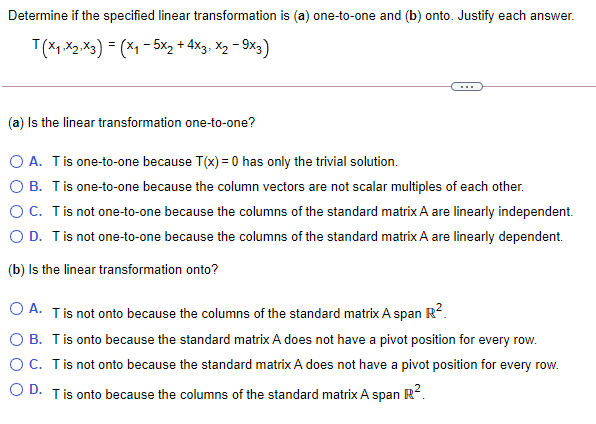 Solved Determine if the specified linear transformation is | Chegg.com