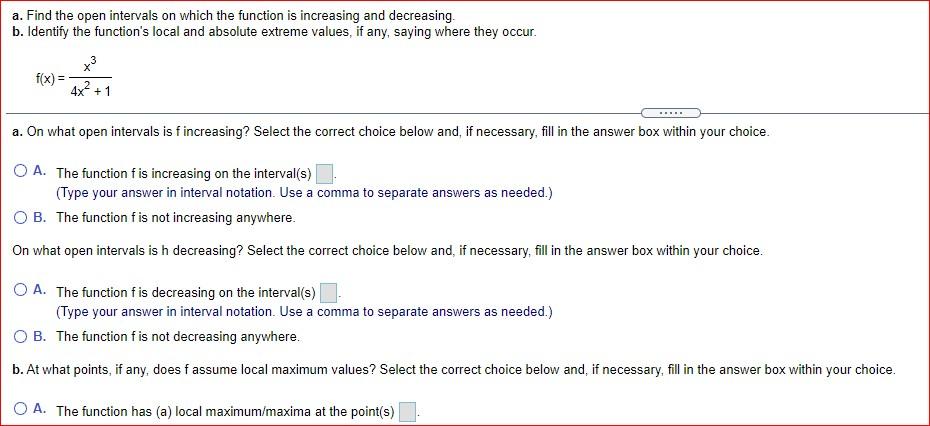 Solved a. Find the open intervals on which the function is | Chegg.com