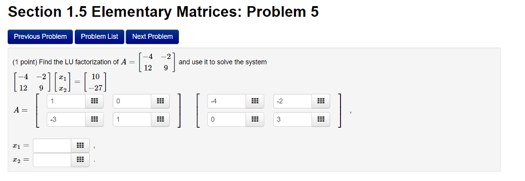 Solved Section 1.5 Elementary Matrices: Problem 5 Previous | Chegg.com
