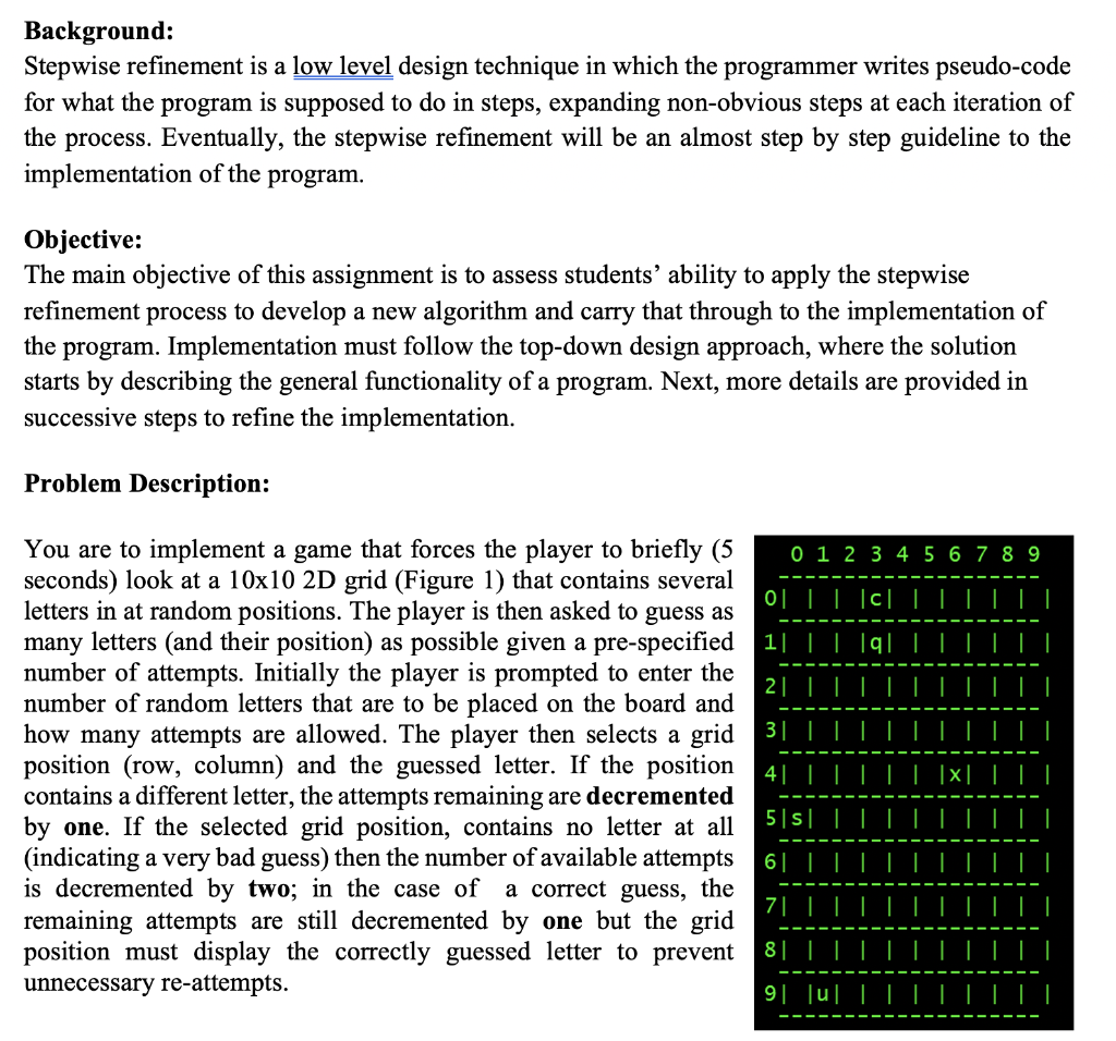Background: Stepwise refinement is a low level design | Chegg.com