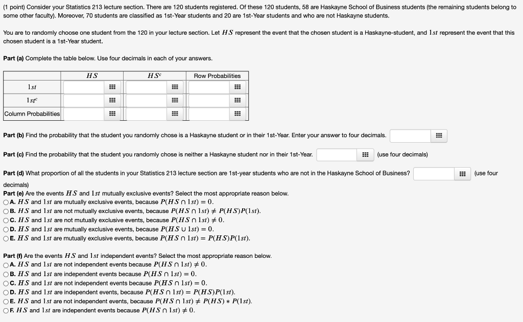 Solved (1 point) Consider your Statistics 213 lecture | Chegg.com