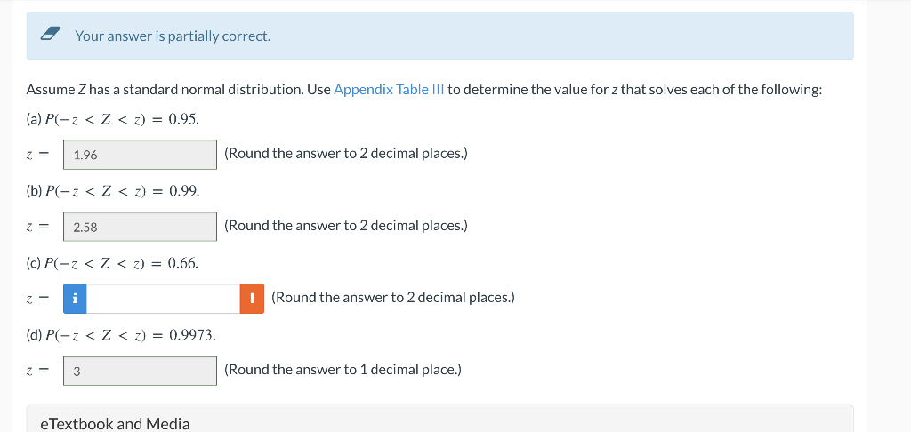 Solved - Your answer is partially correct. Assume Z has a | Chegg.com