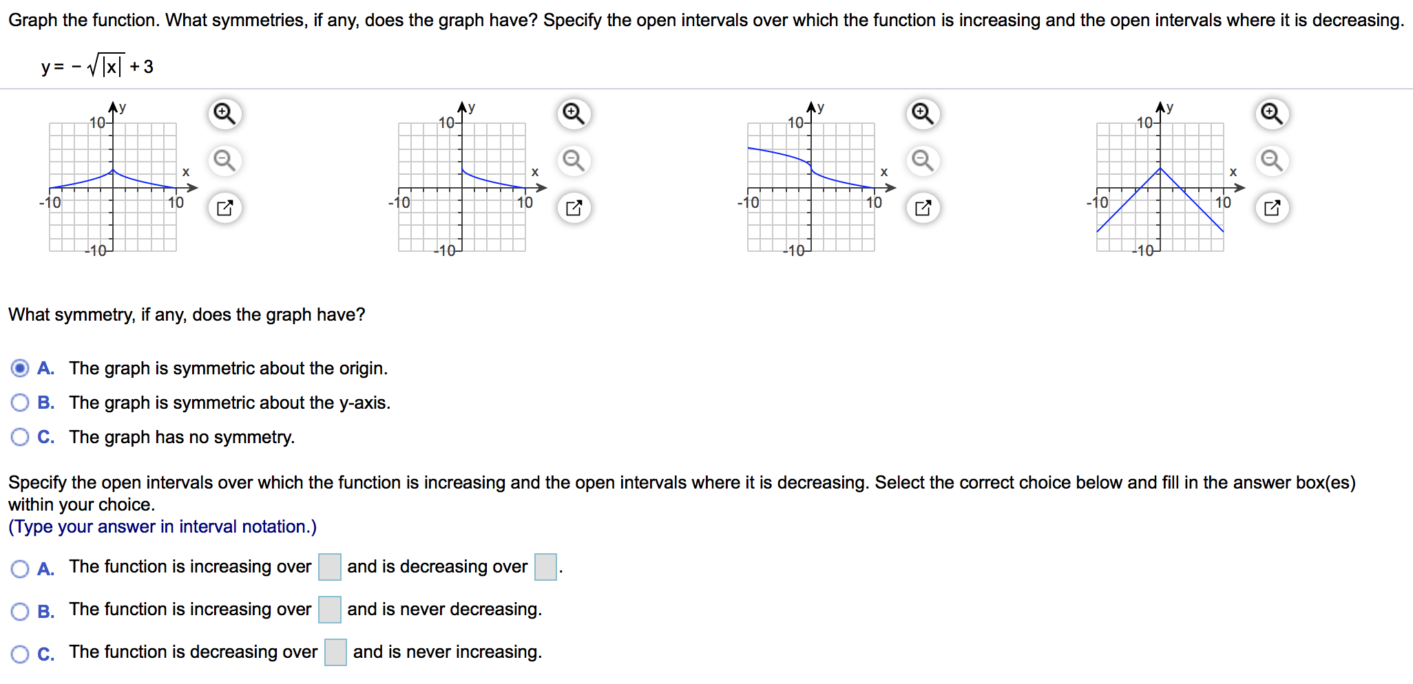 Solved Graph the function. What symmetries, if any, does the | Chegg.com