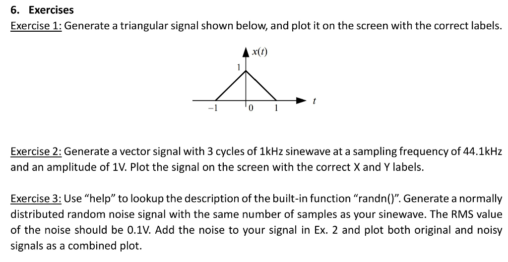 6. Exercises Exercise 1: Generate a triangular signal | Chegg.com