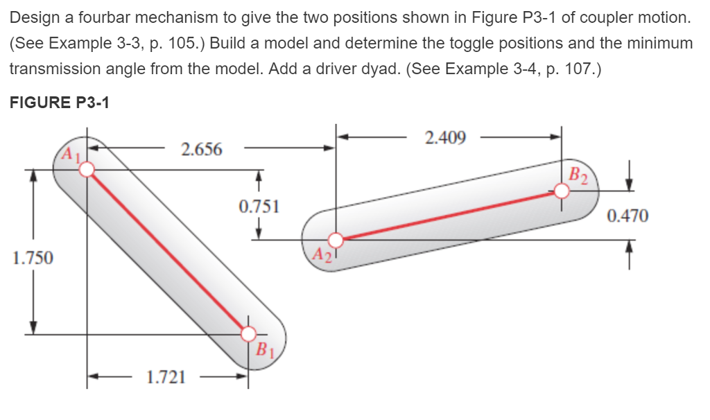 Solved Design a fourbar mechanism to give the two positions | Chegg.com