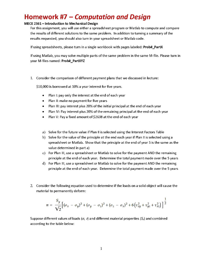 Homework #7 Computation and Design MECE | Chegg.com