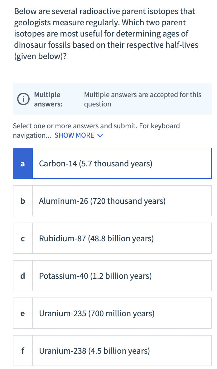 Solved Below are several radioactive parent isotopes that | Chegg.com