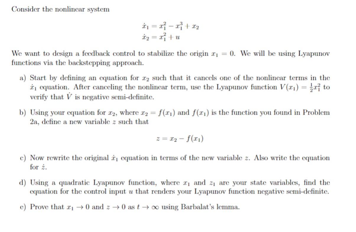 Consider the nonlinear | Chegg.com
