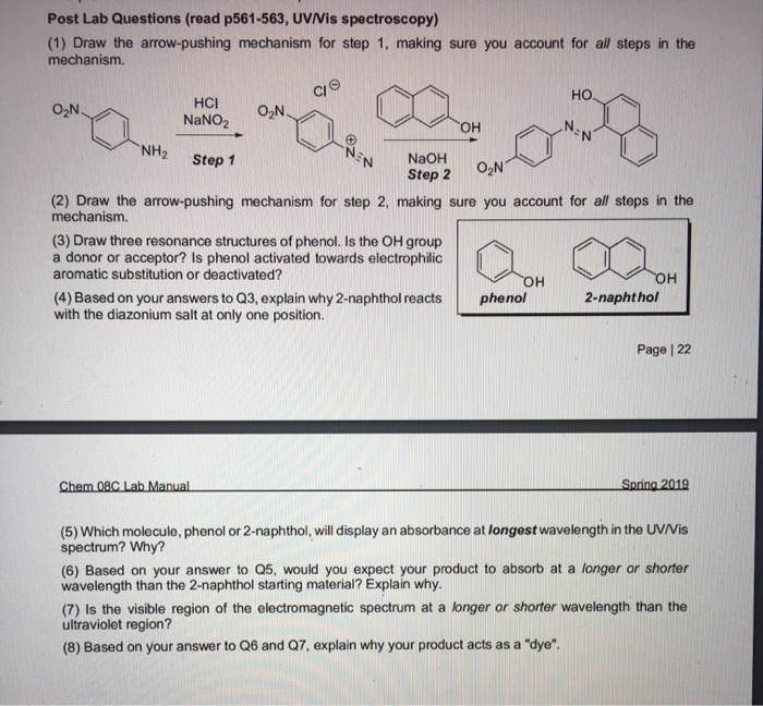 Solved Post Lab Questions (read p561-563, UVVis | Chegg.com
