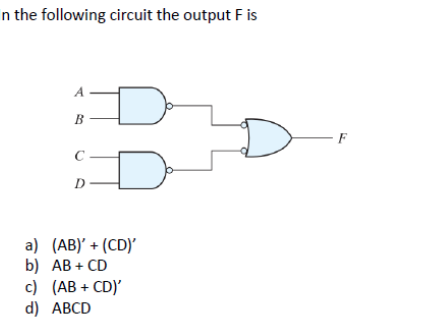 Solved n ﻿the following circuit the output | Chegg.com