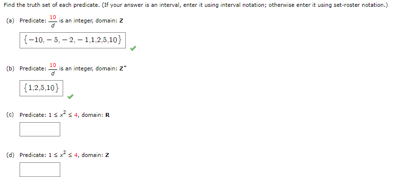 Solved Find the truth set of each predicate. (If your answer | Chegg.com