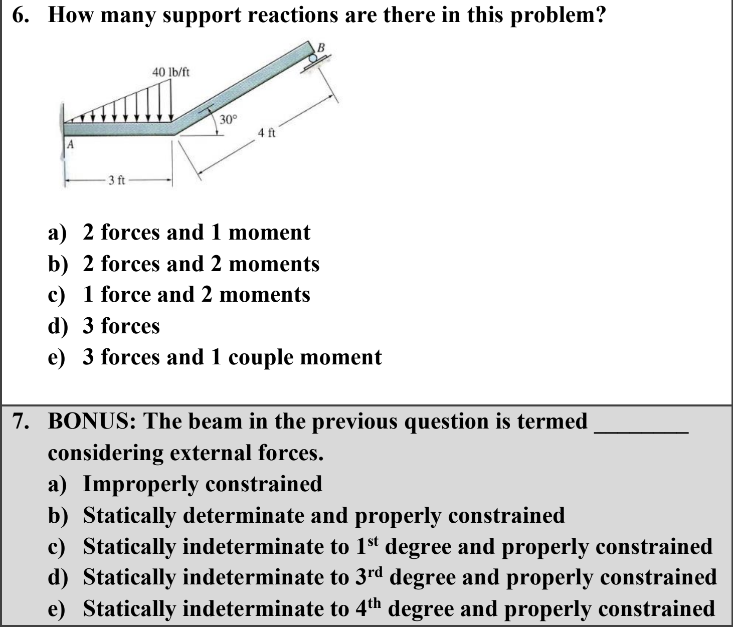 Solved 6. How many support reactions are there in this | Chegg.com