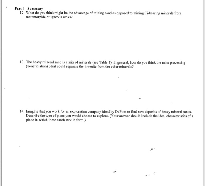 Solved Mining minerals from sand Lab Day/Time Learning | Chegg.com