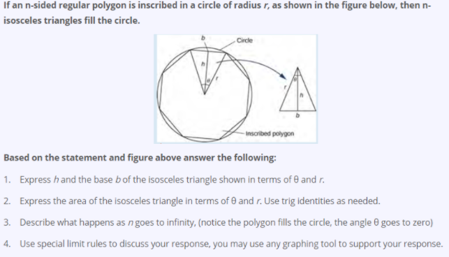 Solved If an n-sided regular polygon is inscribed in a | Chegg.com