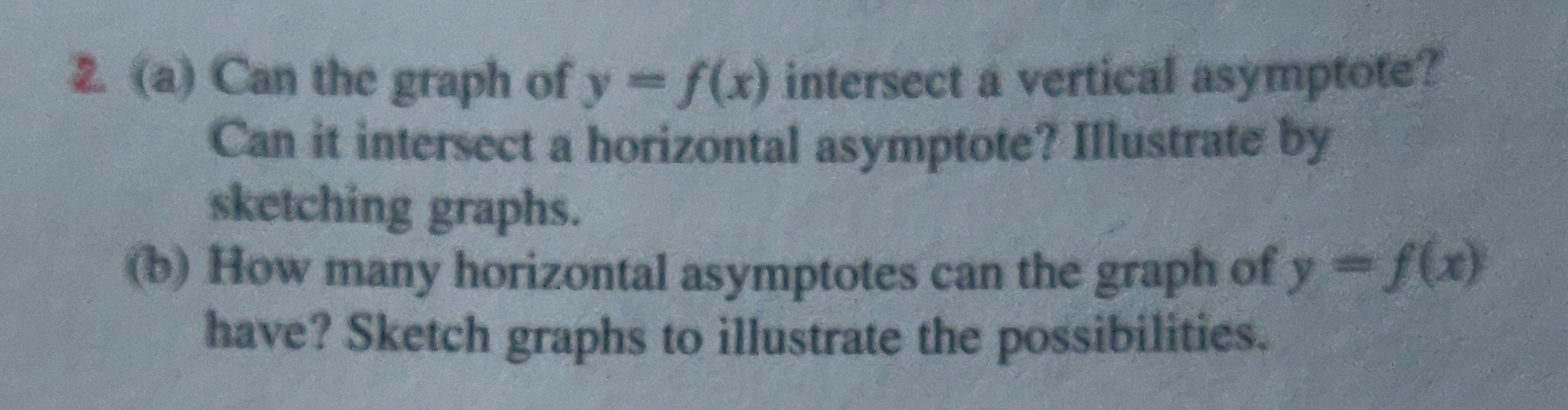 Solved 2 (a) Can the graph of y f(x) intersect a vertical | Chegg.com