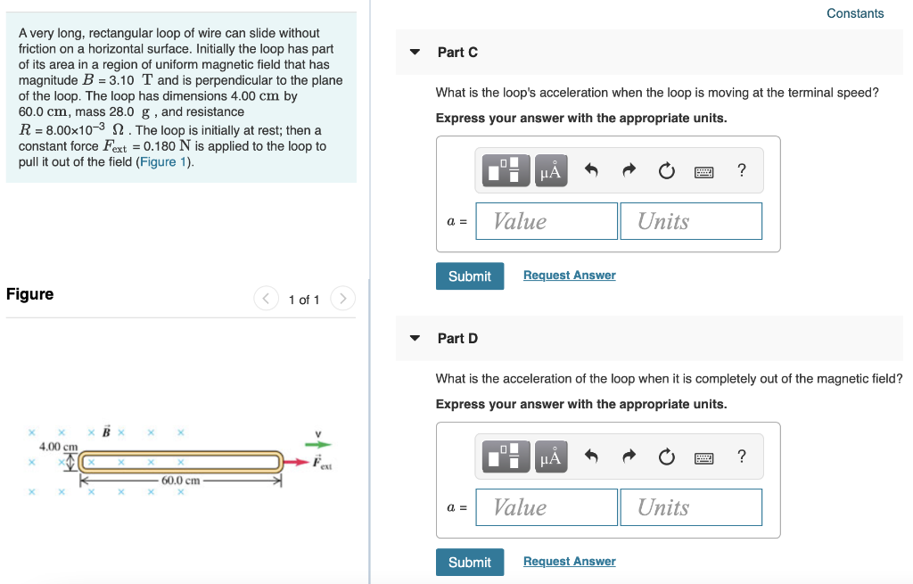 Solved Constants Part A A very long, rectangular loop of | Chegg.com