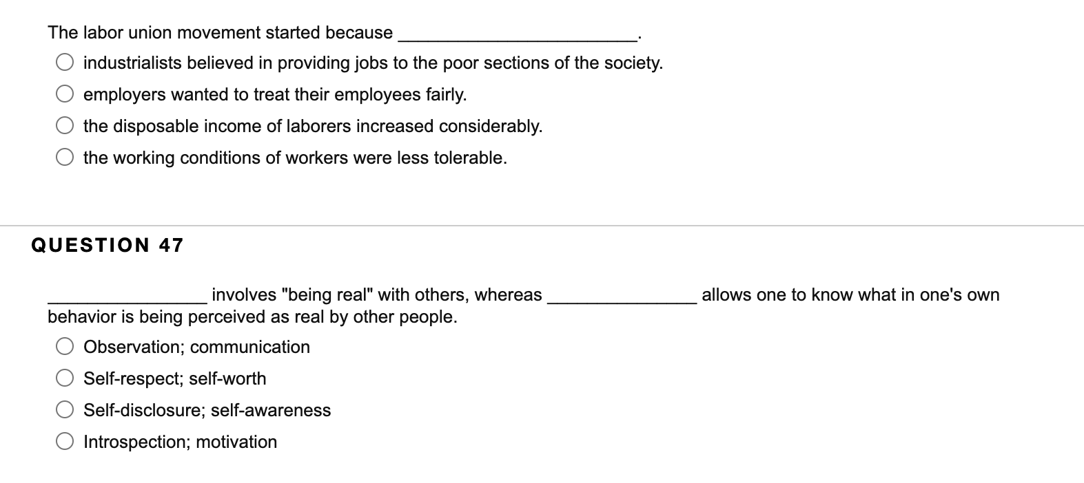 Solved The labor union movement started because | Chegg.com