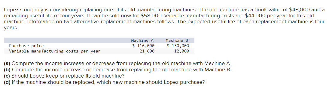 Solved Compute the income increase or decrease from | Chegg.com