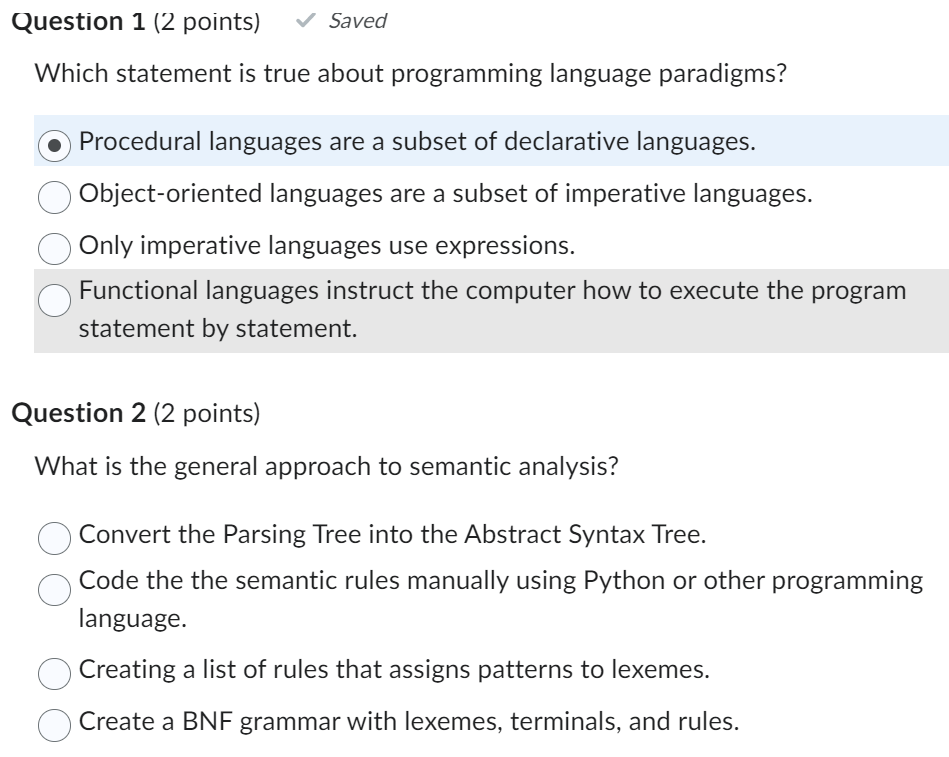 Which statement is true about programming language | Chegg.com