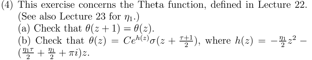 Solved (4) This exercise concerns the Theta function, | Chegg.com