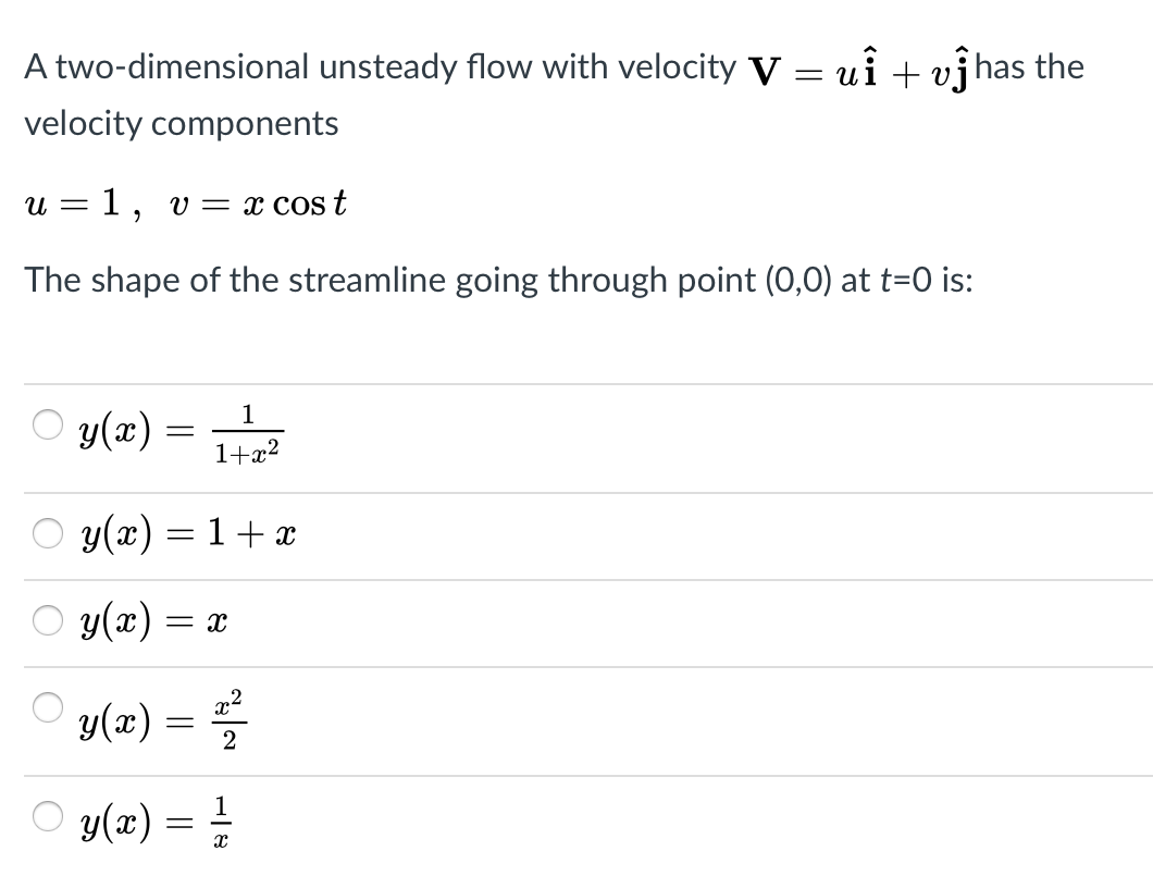 Solved A two-dimensional unsteady flow with velocity V = uſ | Chegg.com