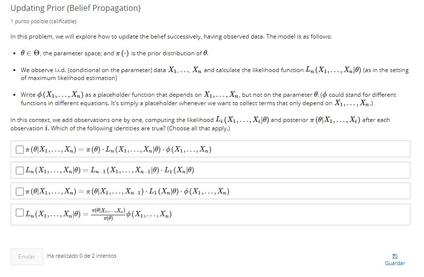 Solved Updating Prior (Belief Propagation) 1 punto posible | Chegg.com