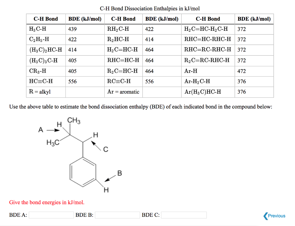 Solved C-H Bond H3 C-H 422 372 C2H3-H (H3C)2HC-H (H3C)3C-H | Chegg.com