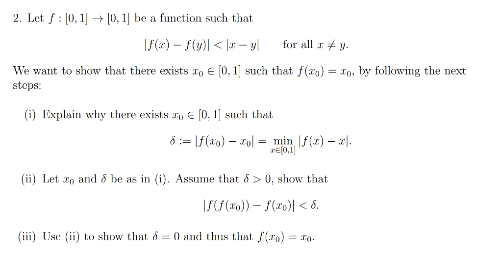 Solved 2 Let F [0 1] → [0 1] Be A Function Such That