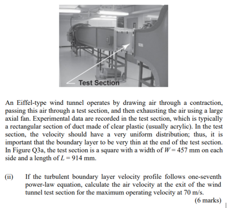 Solved Test Section An Eiffel-type wind tunnel operates by | Chegg.com