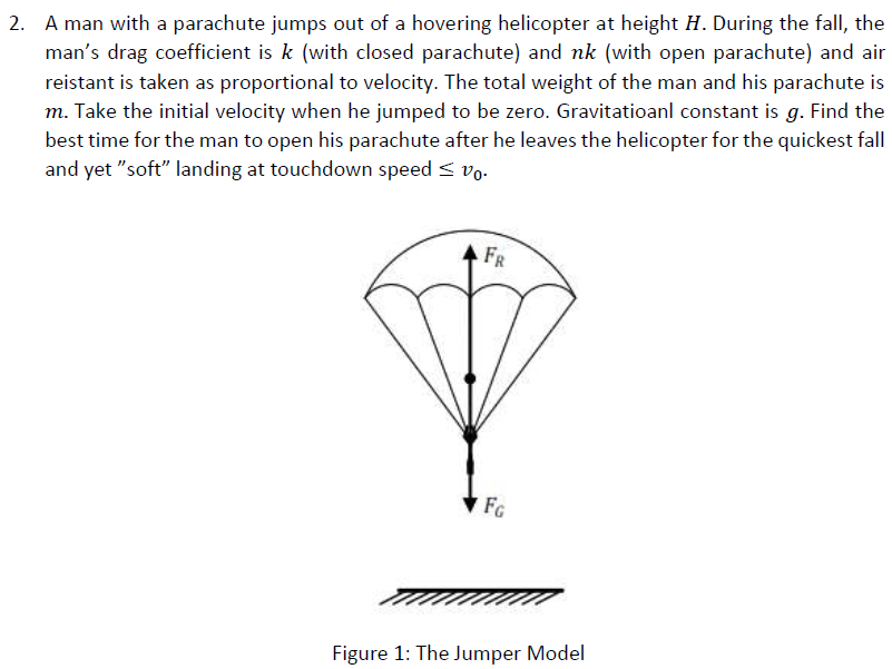 Solved 2. A man with a parachute jumps out of a hovering | Chegg.com