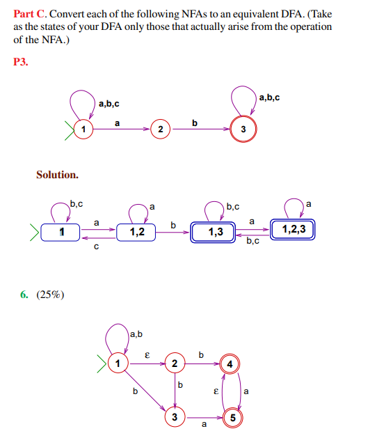 Solved Part C. Convert each of the following NFAs to an | Chegg.com