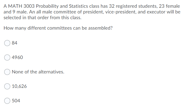 Solved A MATH 3003 Probability and Statistics class has 32 | Chegg.com