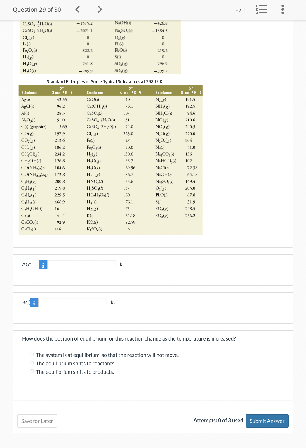 Solved Determine \\( \\Delta \\mathrm{G}^{\\circ} 298 \\) | Chegg.com