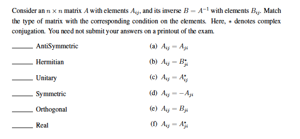Solved Consider an n x n matrix A with elements Aij, and its | Chegg.com