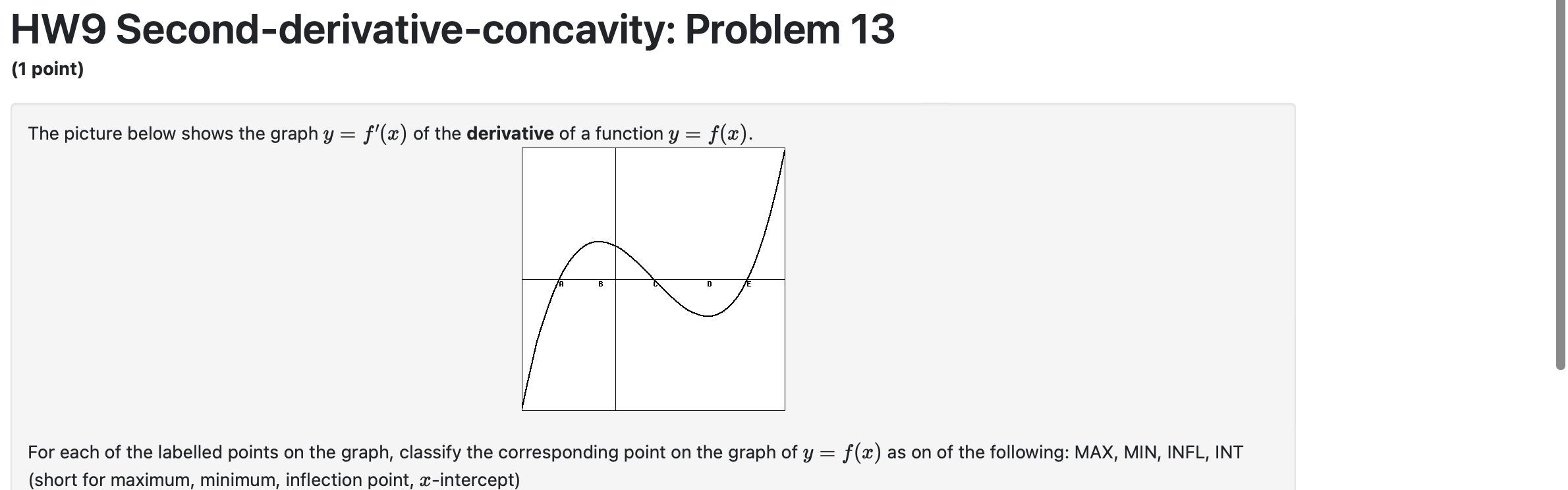 Solved HW9 Second-derivative-concavity: Problem 13 (1 point) | Chegg.com