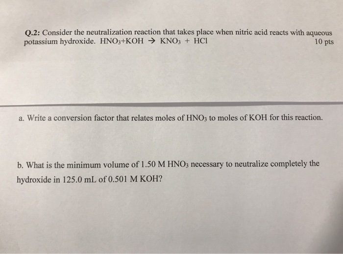 Solved 0.2: Consider the neutralization reaction that takes | Chegg.com