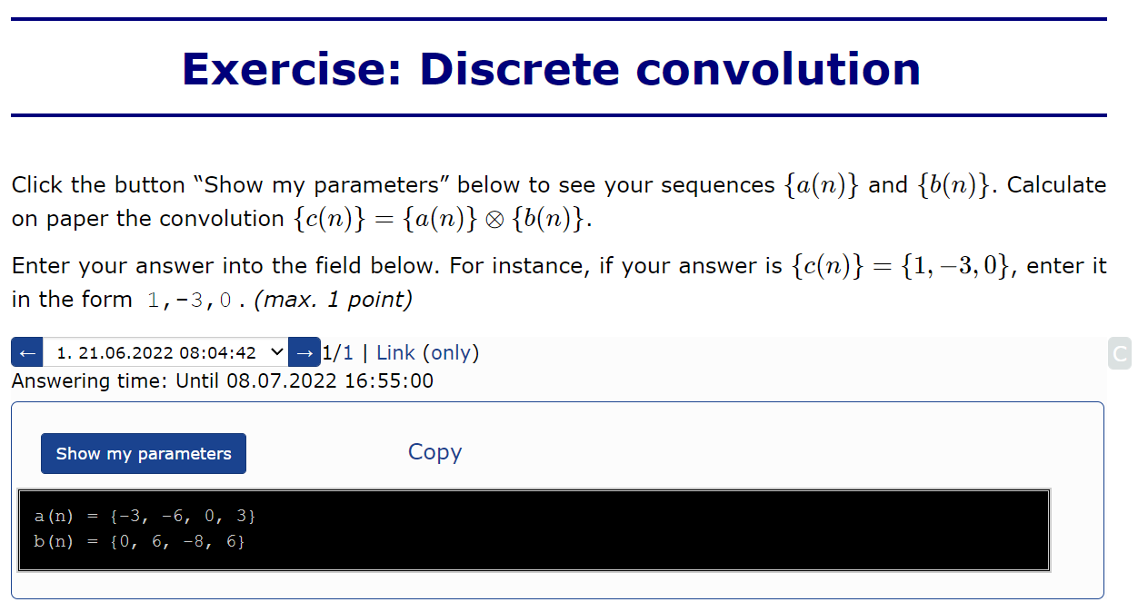 Solved Exercise: Discrete convolution Click the button "Show | Chegg.com