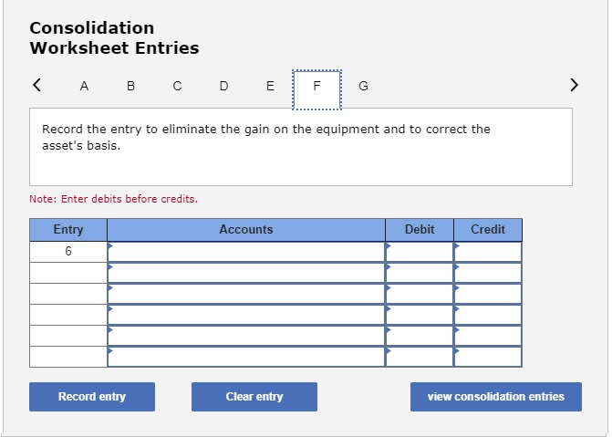 Consolidation Worksheet Entries