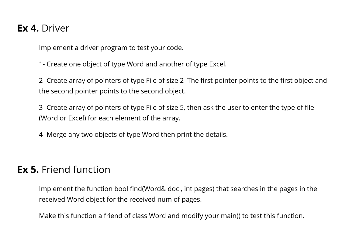Solved Ex 1. File Class Implement Class file as described in | Chegg.com