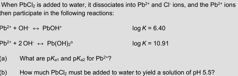 Solved When PbCl2 is added to water, it dissociates into | Chegg.com