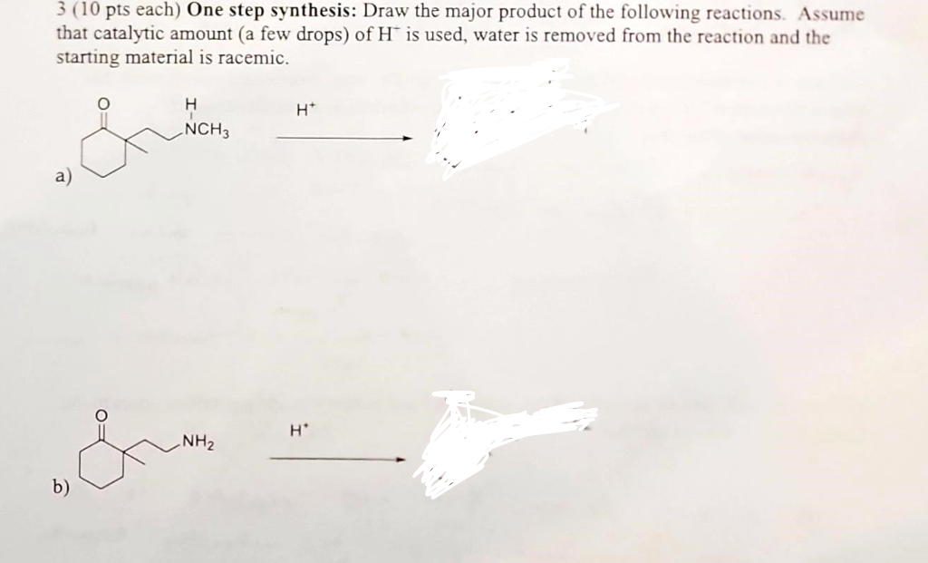 Solved 3 (10 pts each) One step synthesis: Draw the major | Chegg.com