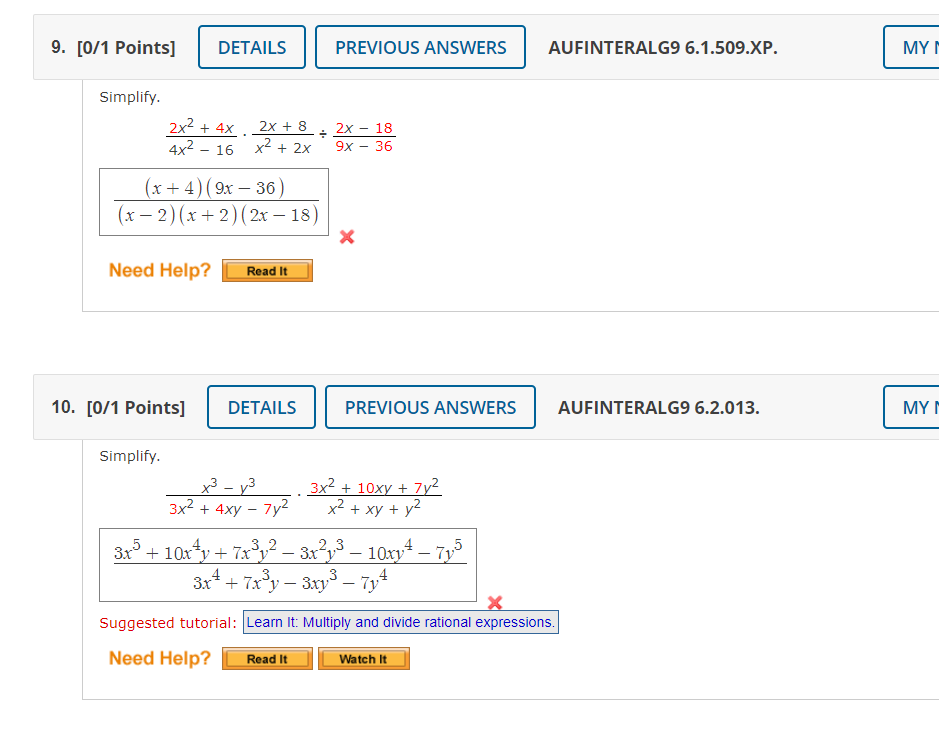 Solved Simplify. 4x2−162x2+4x⋅x2+2x2x+8÷9x−362x−18 [0/1 | Chegg.com