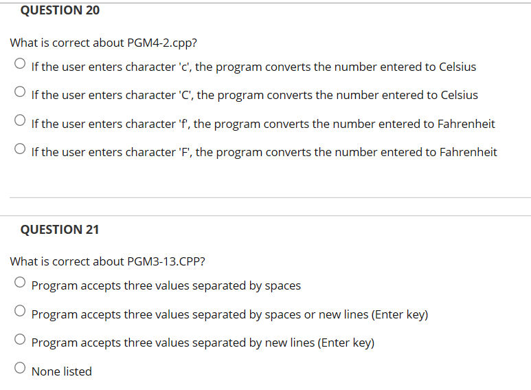 Solved QUESTION 20 What is correct about PGM4-2.cpp? O If | Chegg.com