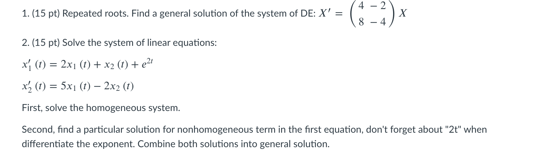 Solved 1. (15 pt) Repeated roots. Find a general solution of | Chegg.com