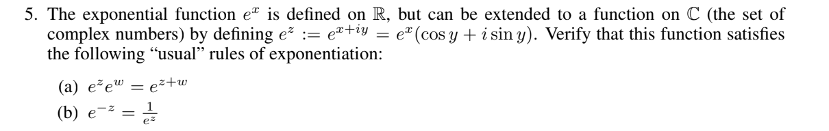 Solved The exponential function ex is defined on R, but can | Chegg.com