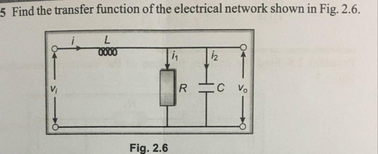 Solved 5 Find the transfer function of the electrical | Chegg.com
