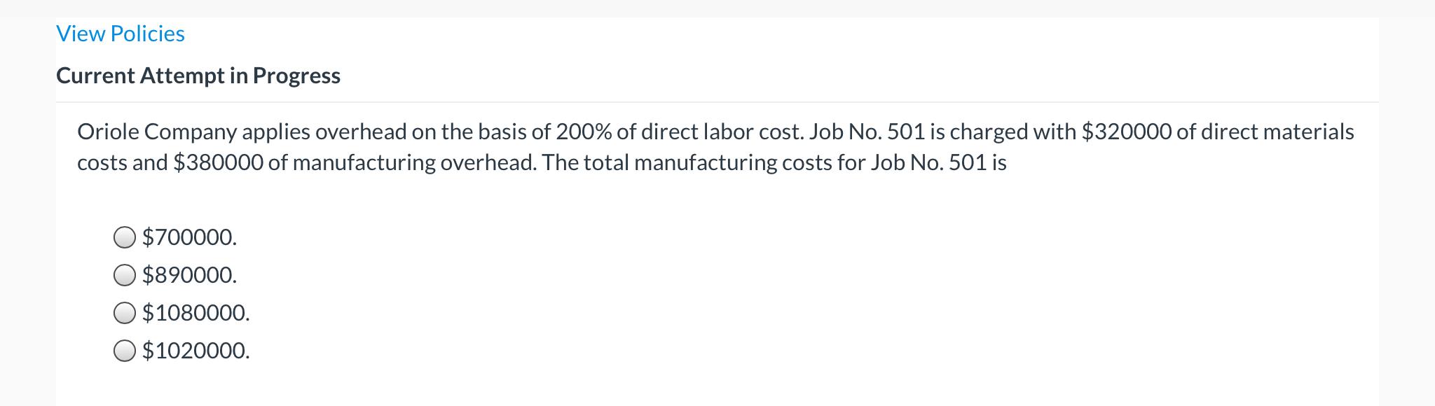 Solved View Policies Current Attempt in Progress Bonita | Chegg.com