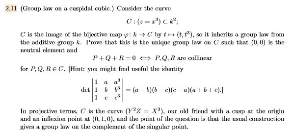 Solved 2.11 (Group law on a cuspidal cubic.) Consider the | Chegg.com